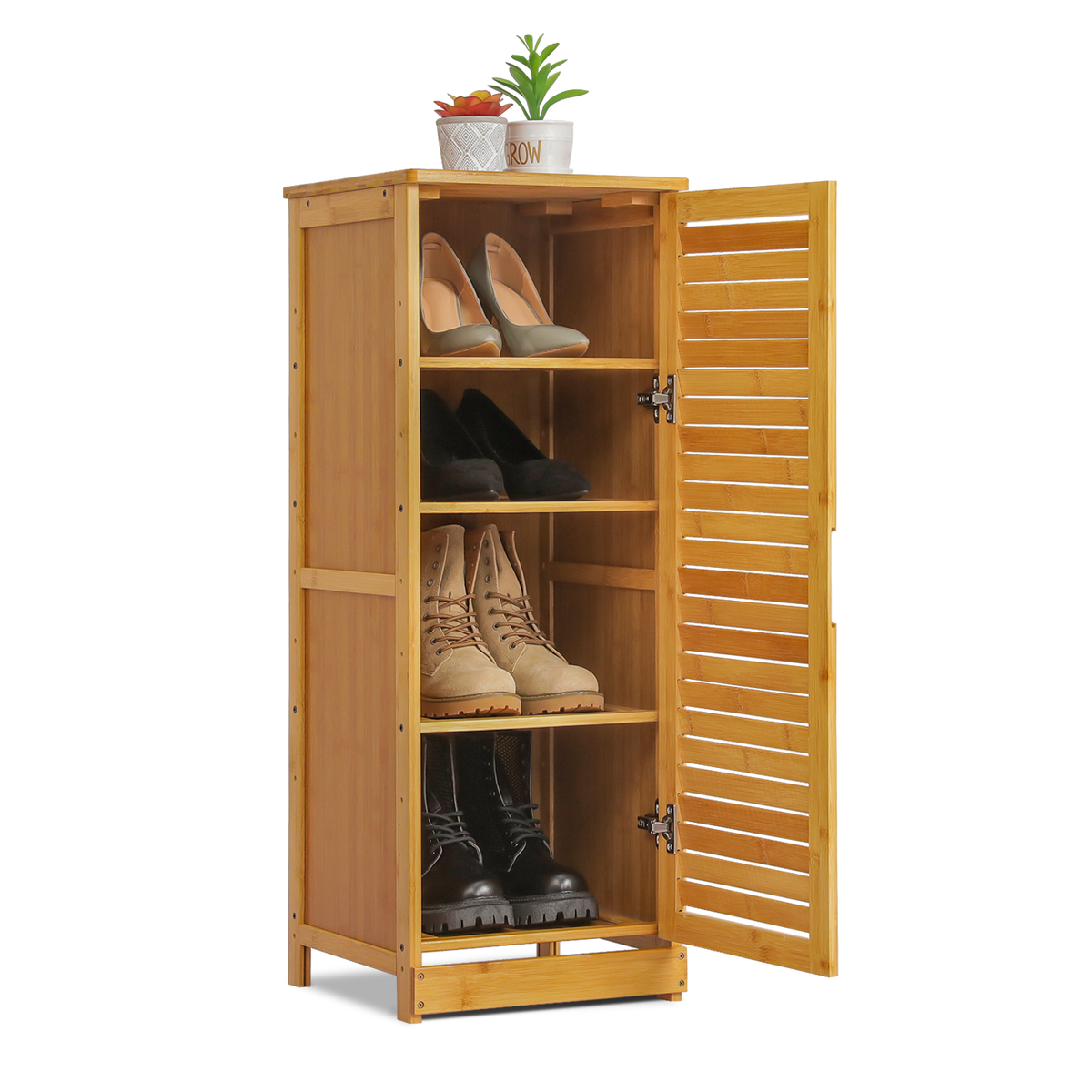 Louver Panel Shoe Cabinet - 13" - Natural – BringHome Furniture